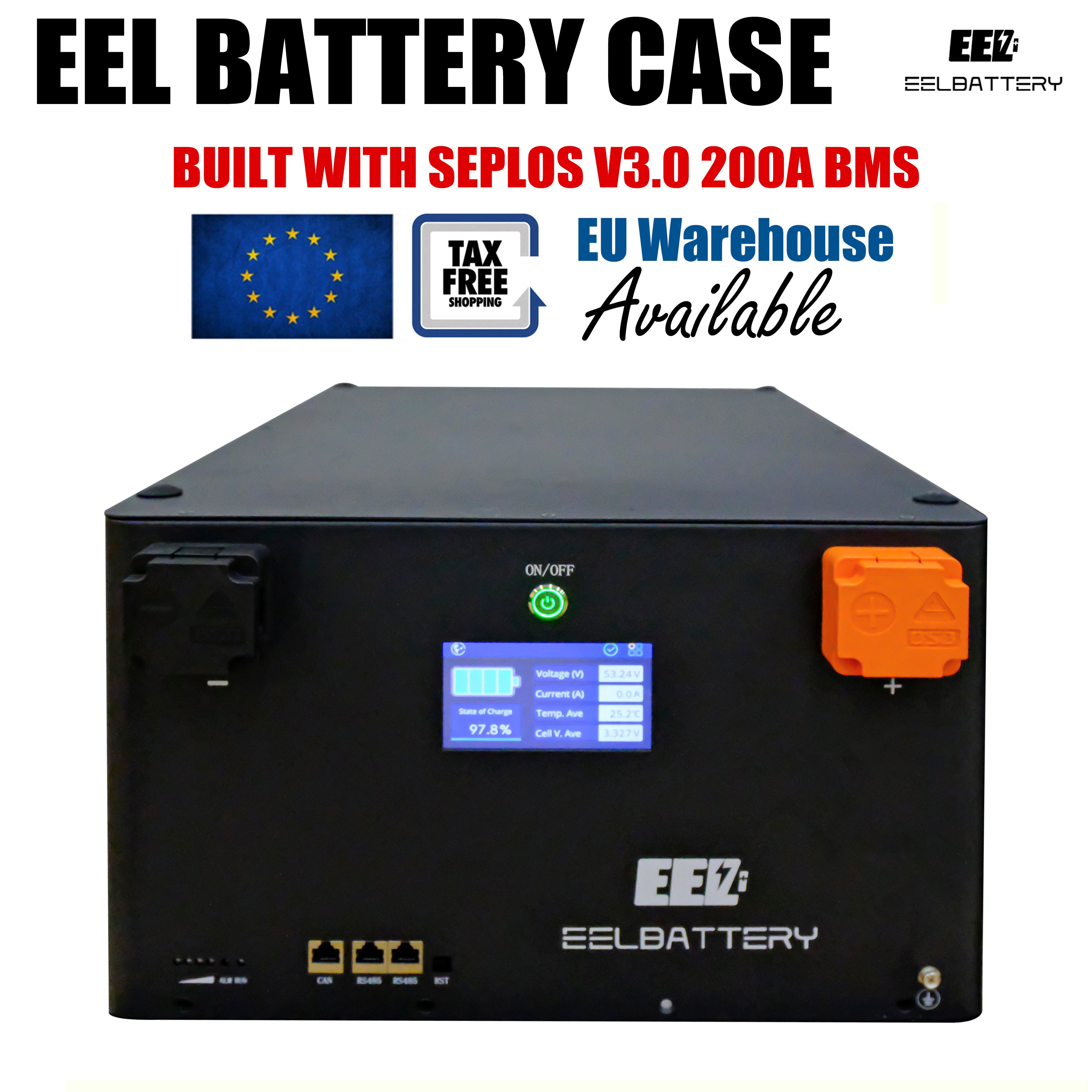 EU Stock-EEL 48V 16S Battery DIY Kit Box with 200A Seplos V3.0 Bluetoo ...